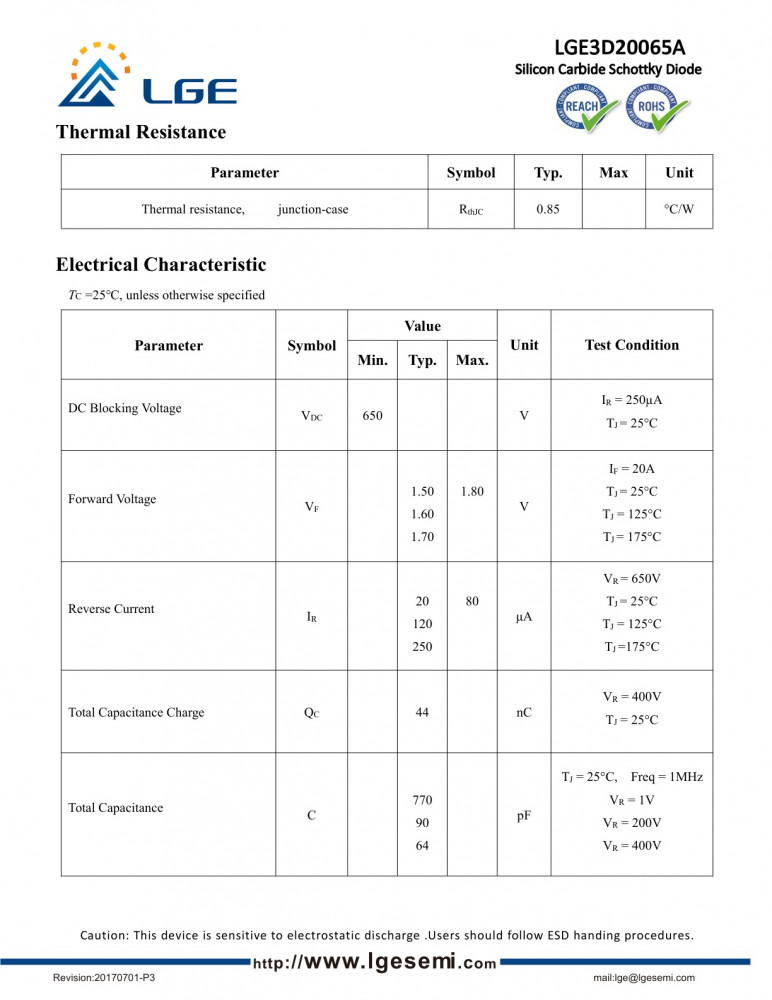 LGE3D20065A datasheet page 3