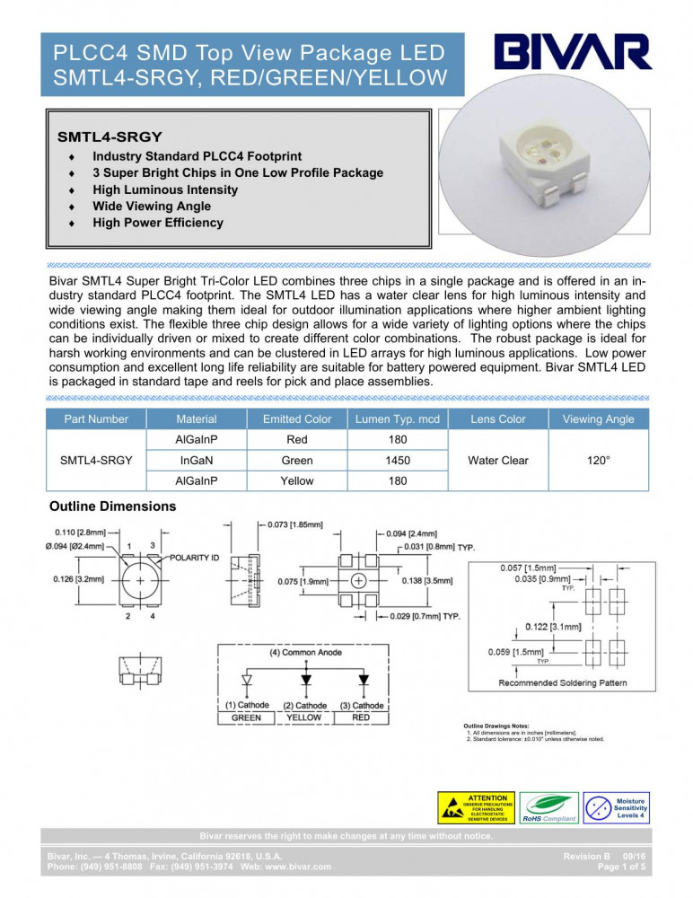 SMTL4-SRGY datasheet page 1