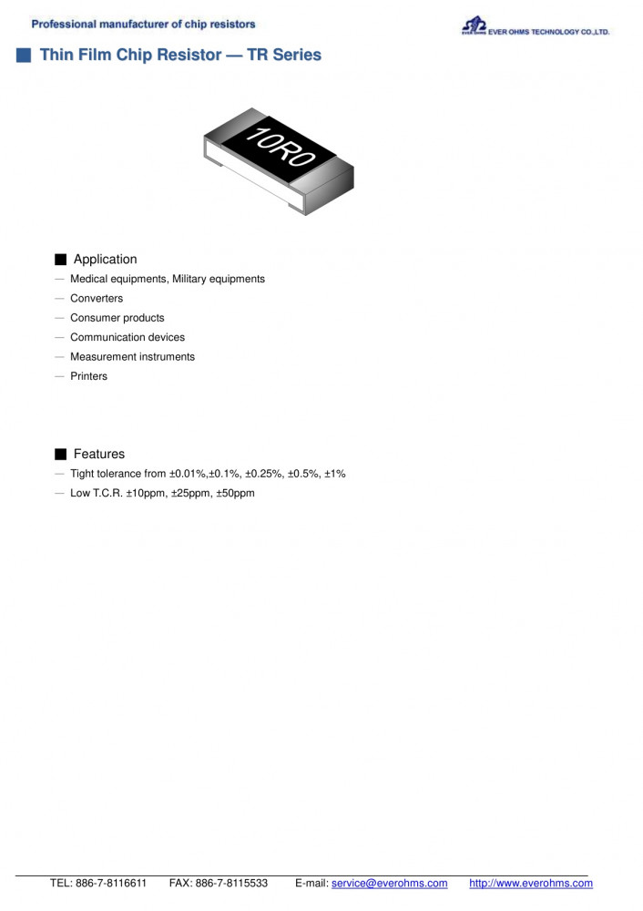 EVER OHMS TR Series datasheet page 1