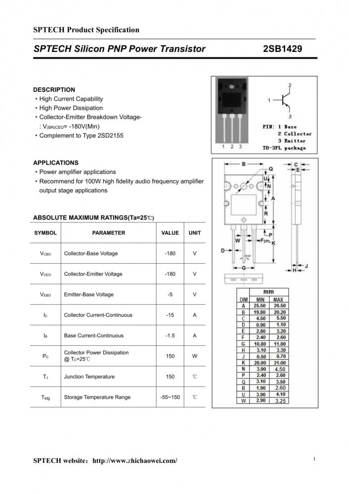 2SB1429 datasheet page 1