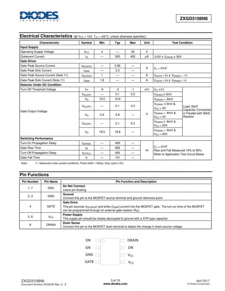 ZXGD3108N8TC datasheet page 3