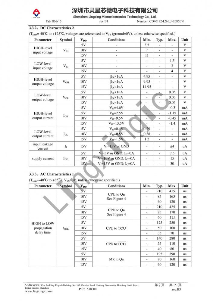 CD40192 datasheet page 7