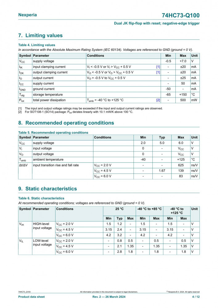 74HC73D-Q100J datasheet page 4