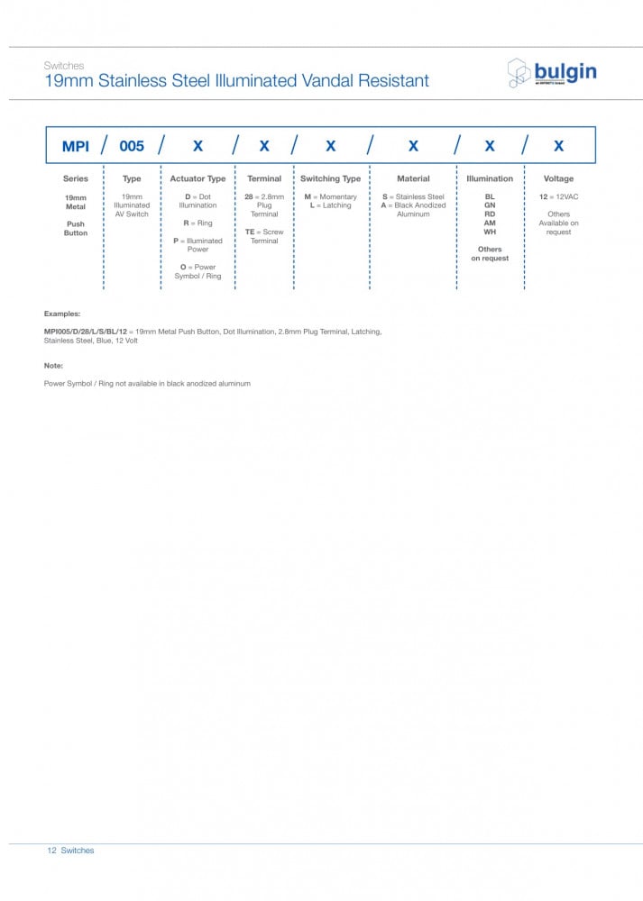 Bulgin MP0037 technical document page 10