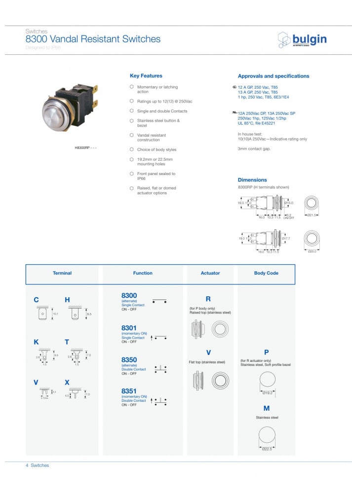 Bulgin MP0037 technical document page 2