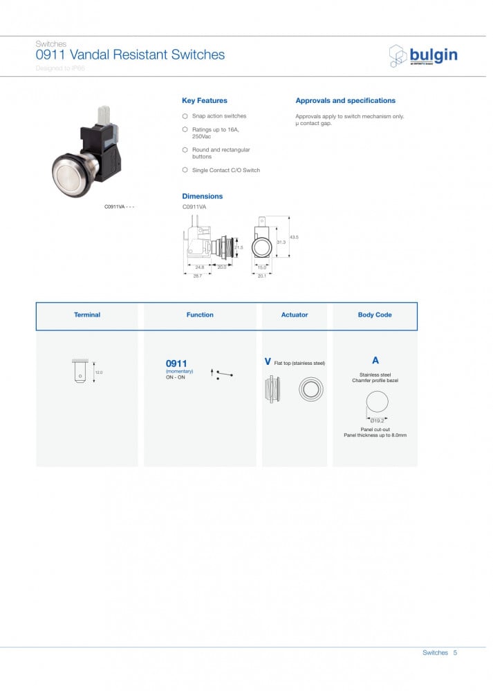 Bulgin MP0037 technical document page 3