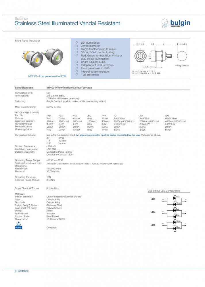 Bulgin MP0037 technical document page 6