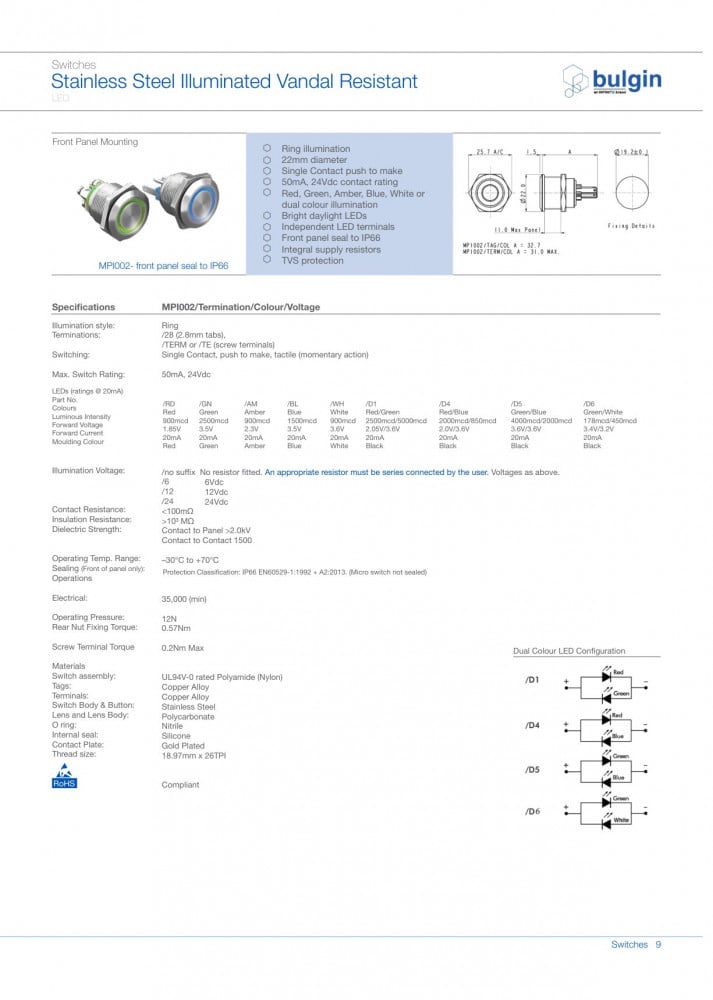Bulgin MP0037 technical document page 7