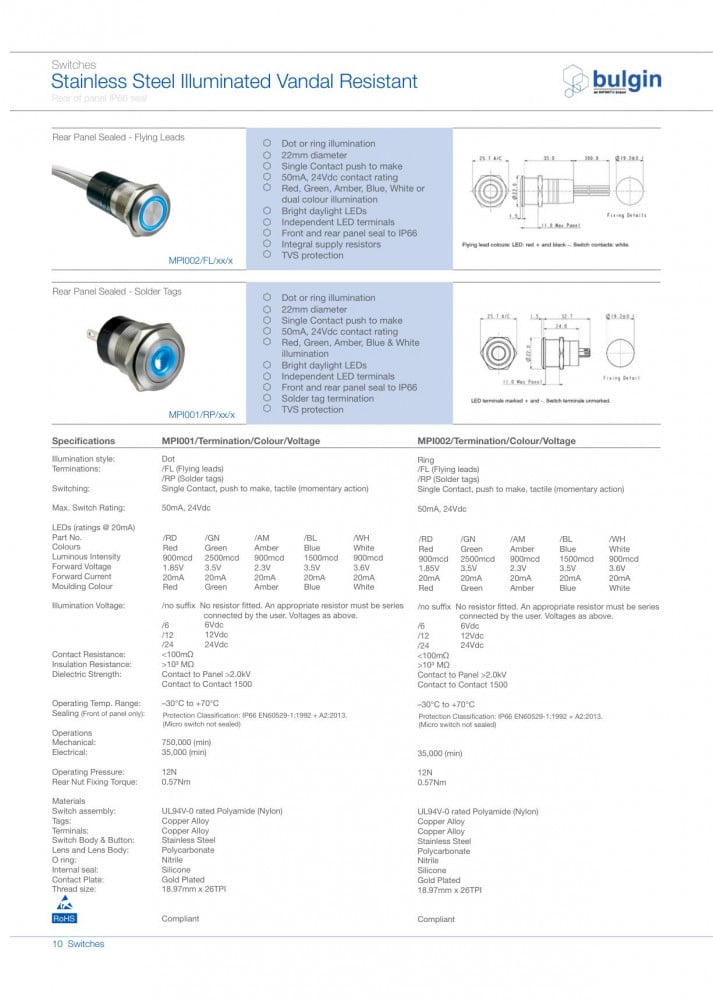 Bulgin MP0037 technical document page 8