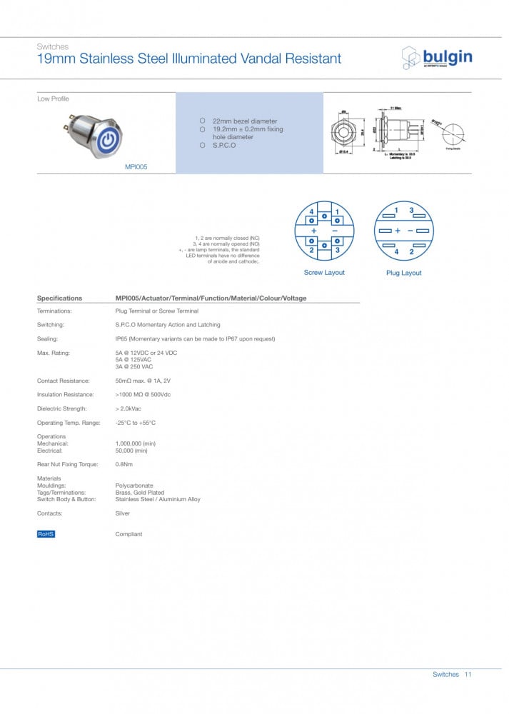 Bulgin MP0037 technical document page 9
