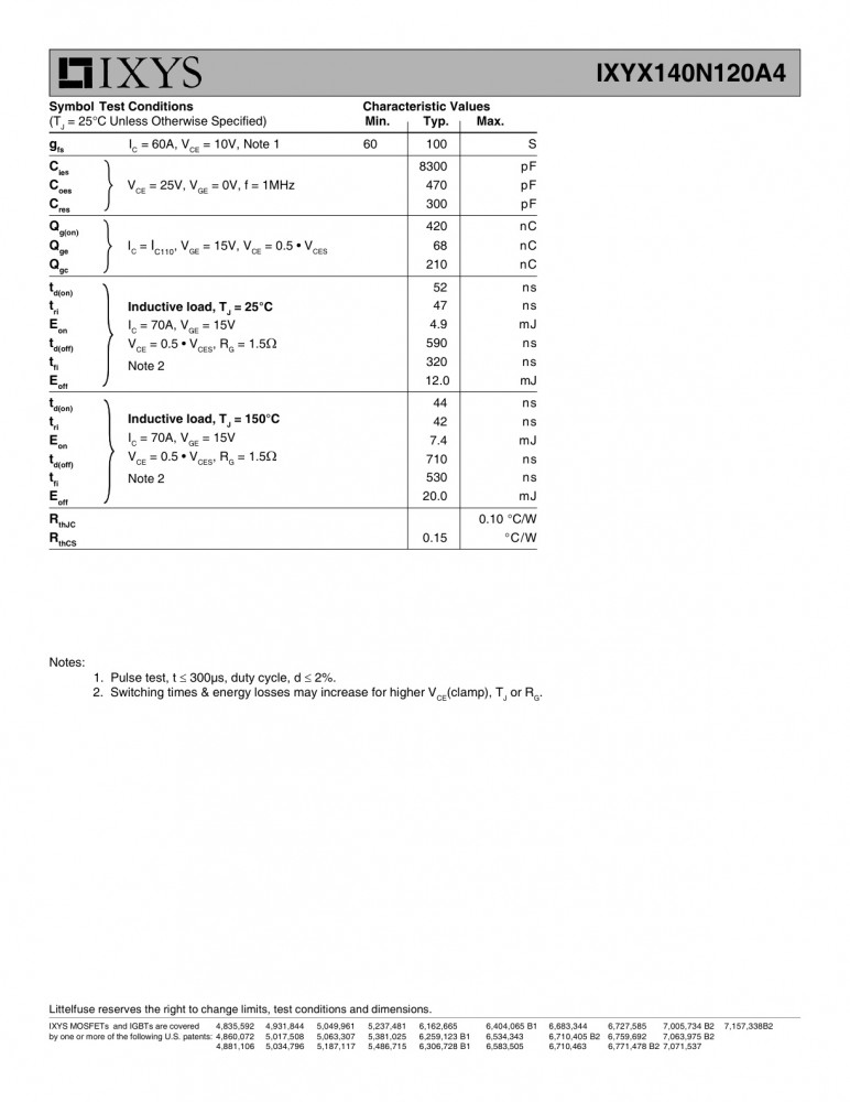 IXYX140N120A4 datasheet page 2