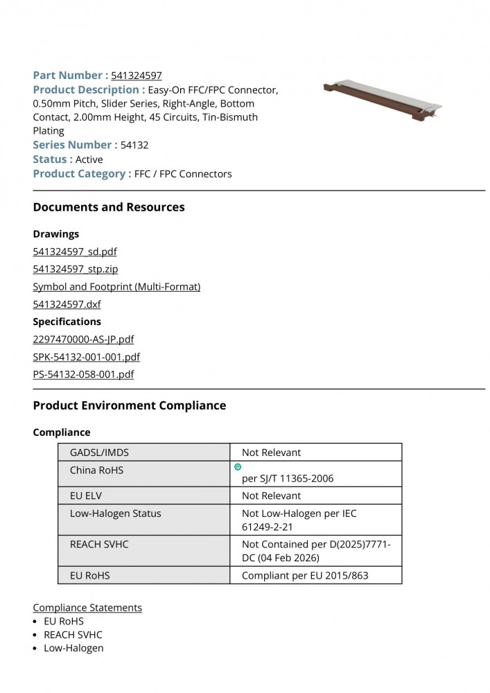 MOLEX 541324597 technical document preview, page 1
