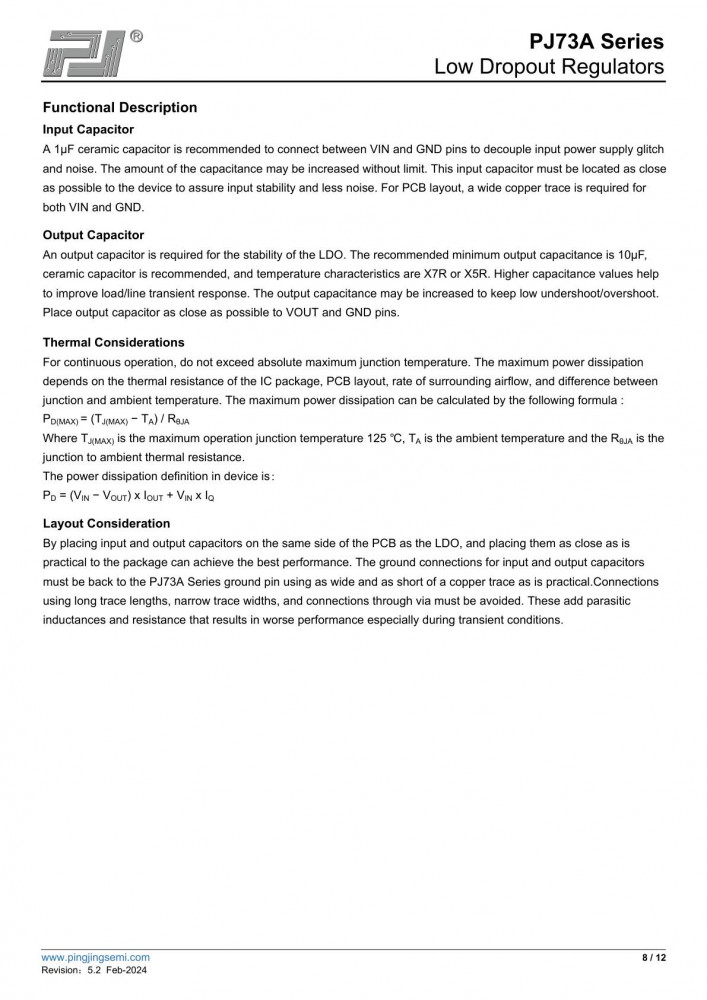 PJ73A datasheet page 8