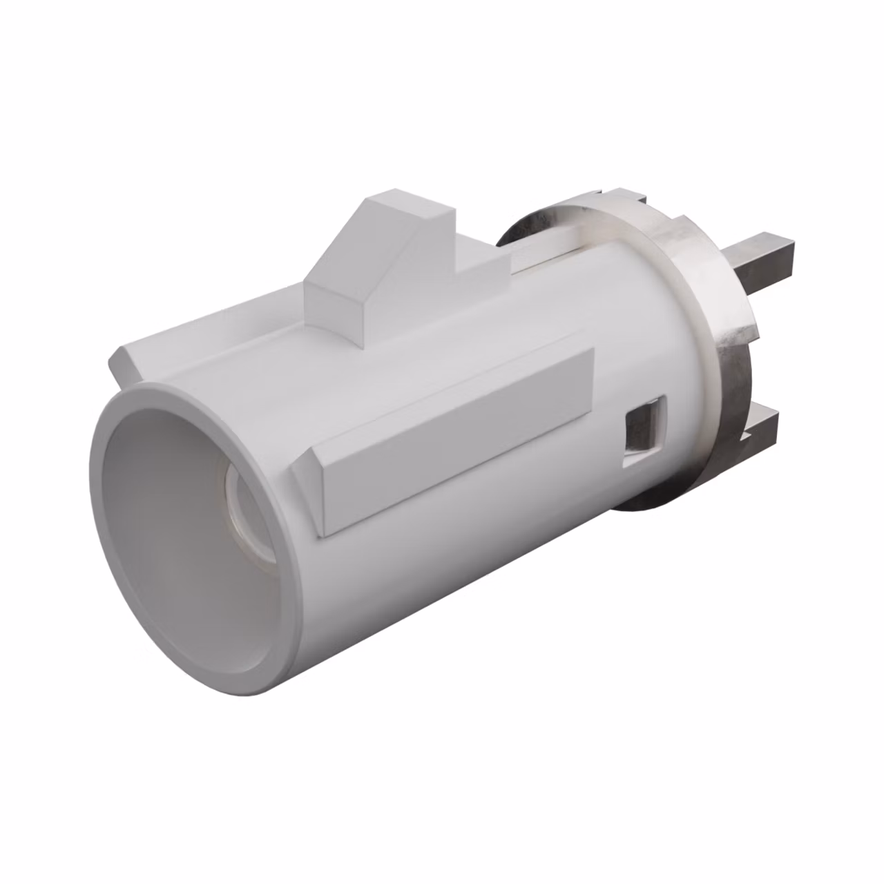FAKRA Jack, Straight, PCB Receptacle, Through Hole, Keying Code B, Brass Body, Tin (Sn) Plated, Cream White, 50 Ohms for sale