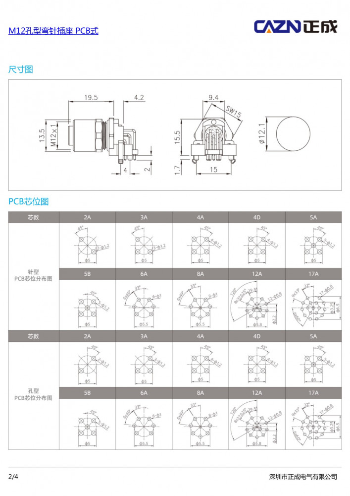 CAZN M12 product documentation page 2