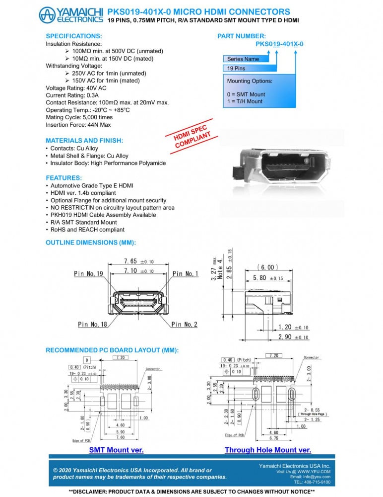 Yamaichi Electronics PKS019 series technical document preview