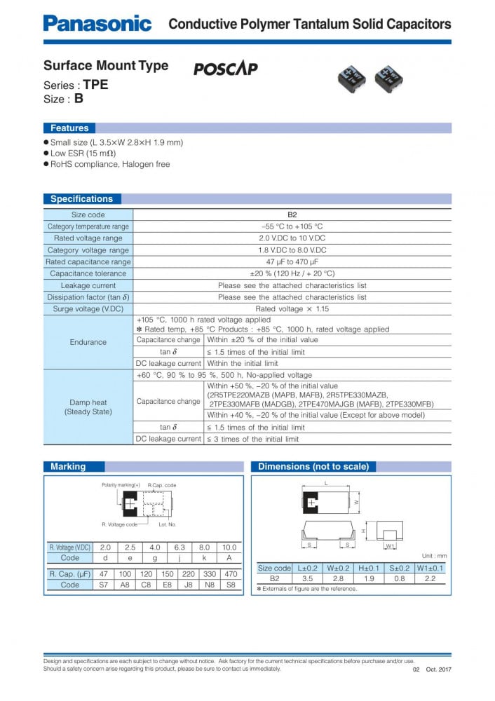 Panasonic TPE series technical document page 1