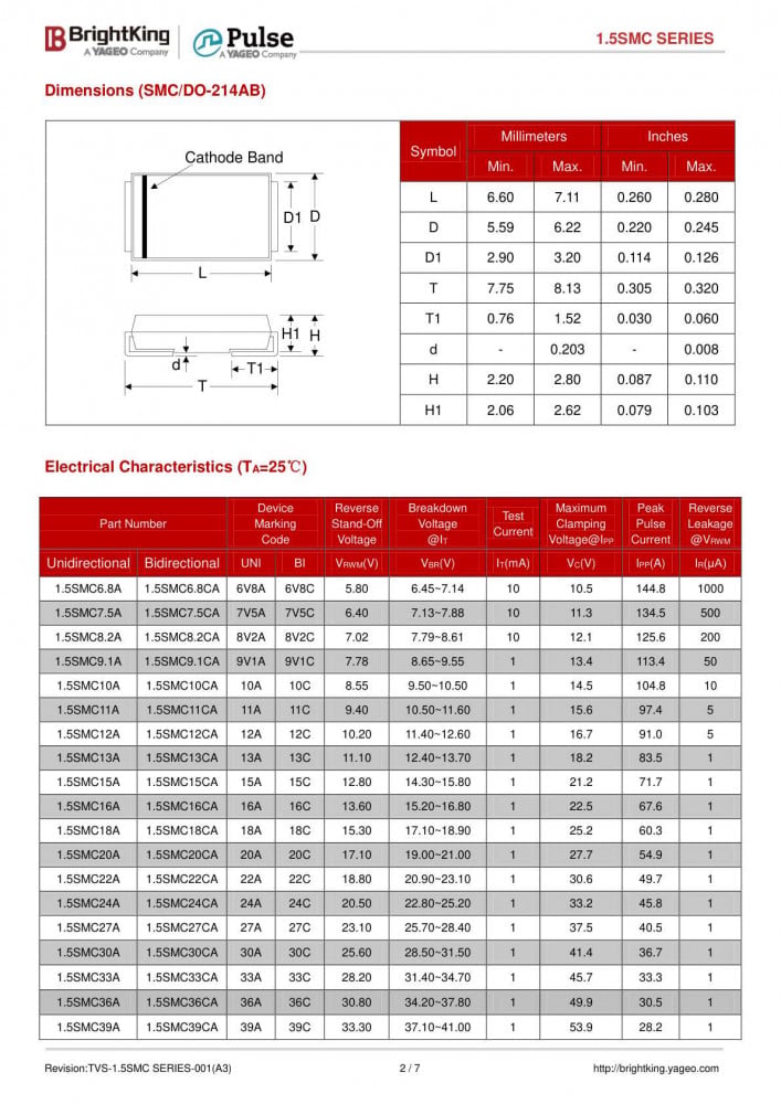 BrightKing TVS datasheet page 2