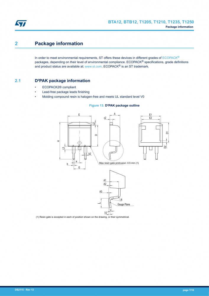 T1210 Triac technical document, page 7