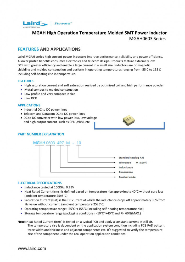 Laird MGAH0603 datasheet page 1