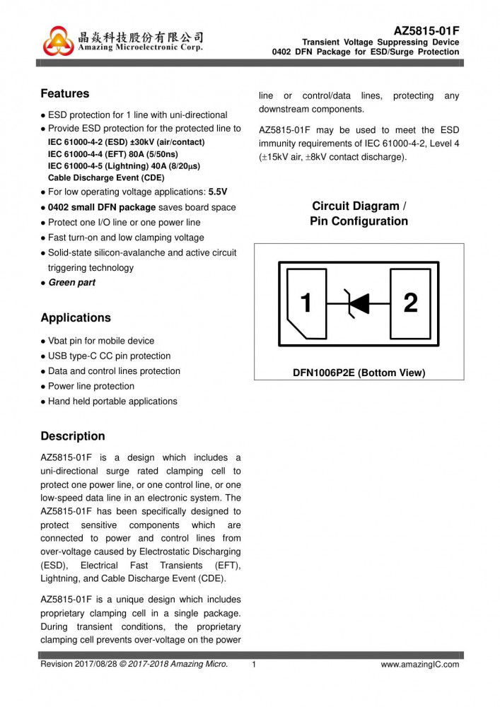 AZ5815-01F datasheet page 1