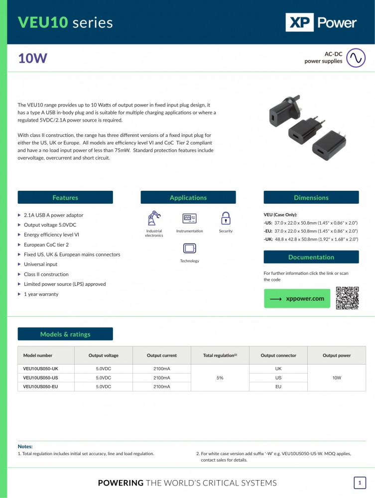 VEU10 series technical document, page 1