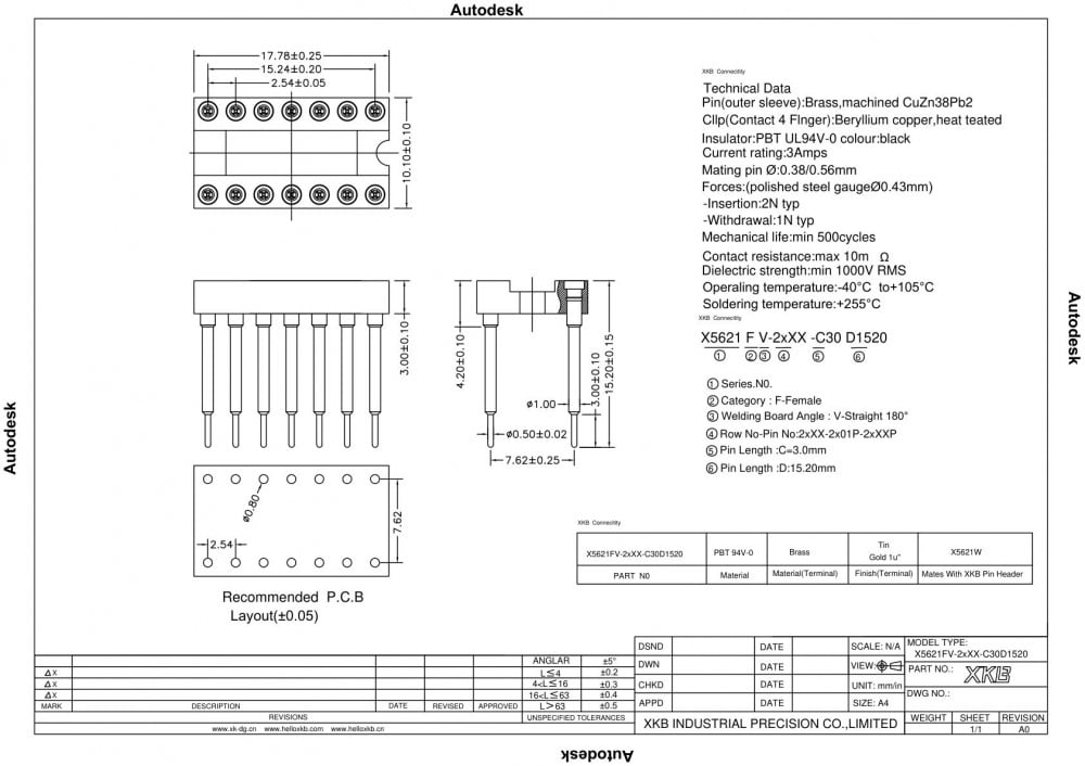 XKB X5621FV-2x05-C30D1520 technical drawing page