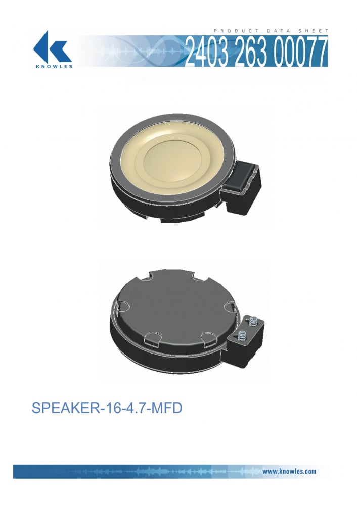 Knowles 2403 263 00077 specification page 1