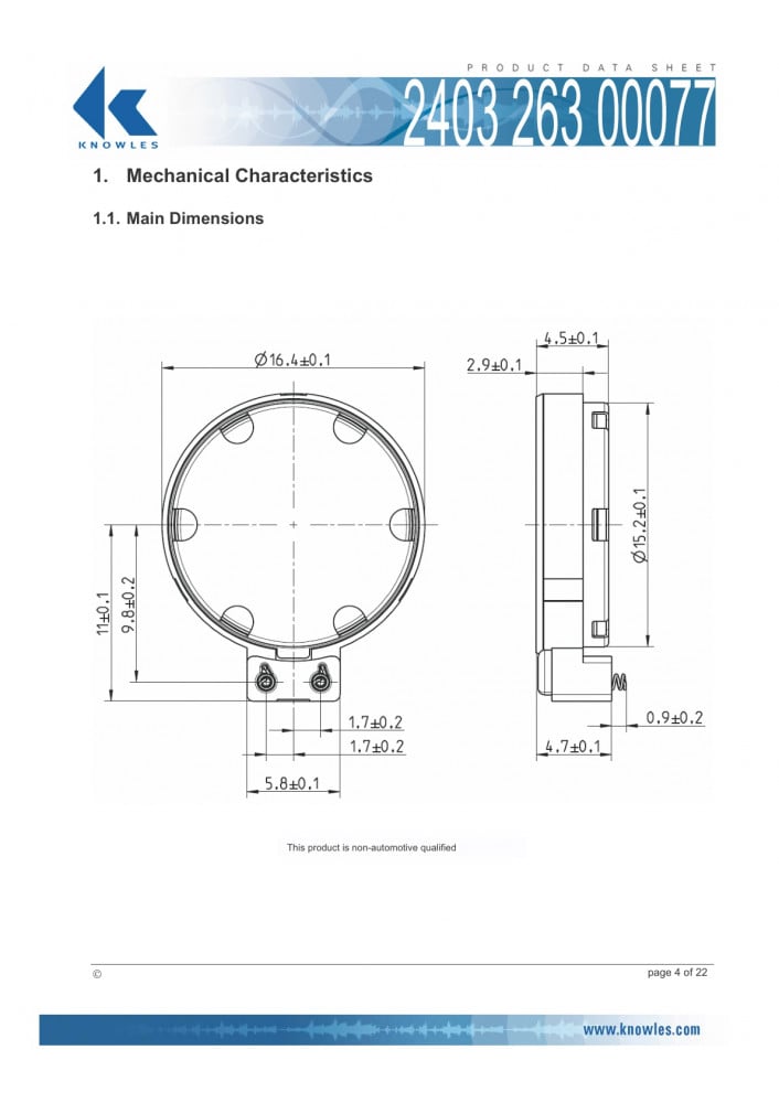 Knowles 2403 263 00077 specification page 4