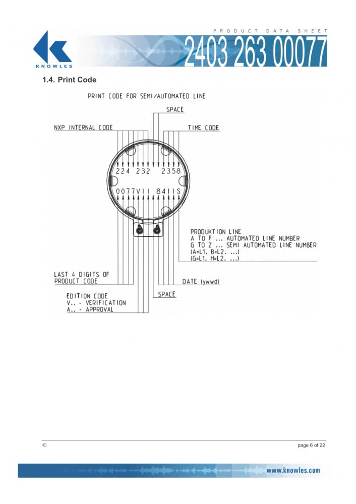 Knowles 2403 263 00077 specification page 6