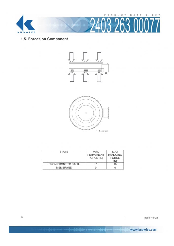 Knowles 2403 263 00077 specification page 7