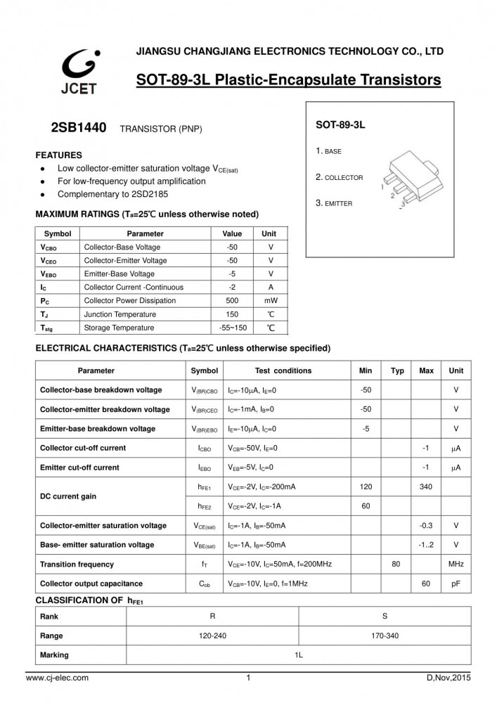 2SB1440 datasheet page 1