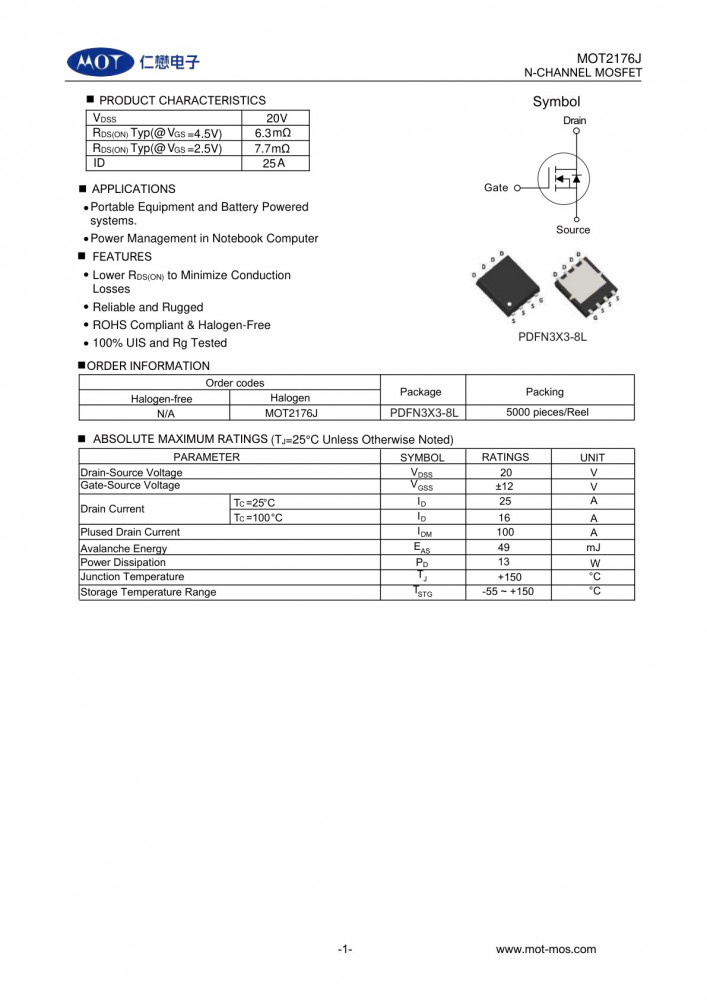 MOT2176J datasheet page 1