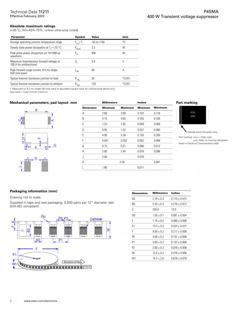 EATON P4SMA datasheet page 2