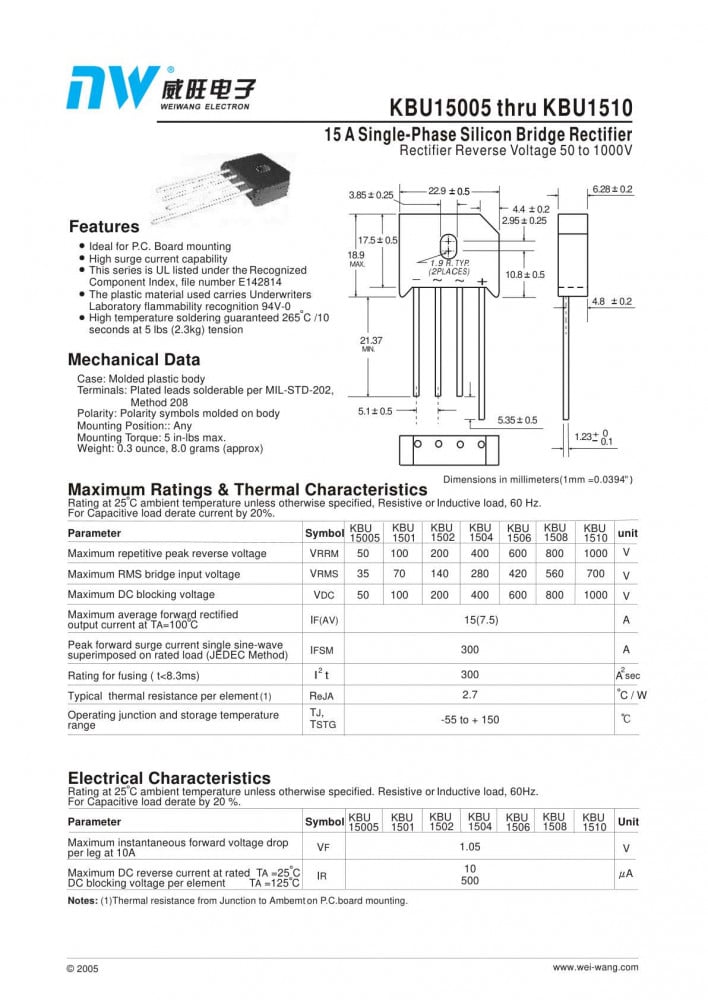 SEP KBU1510 datasheet page 1