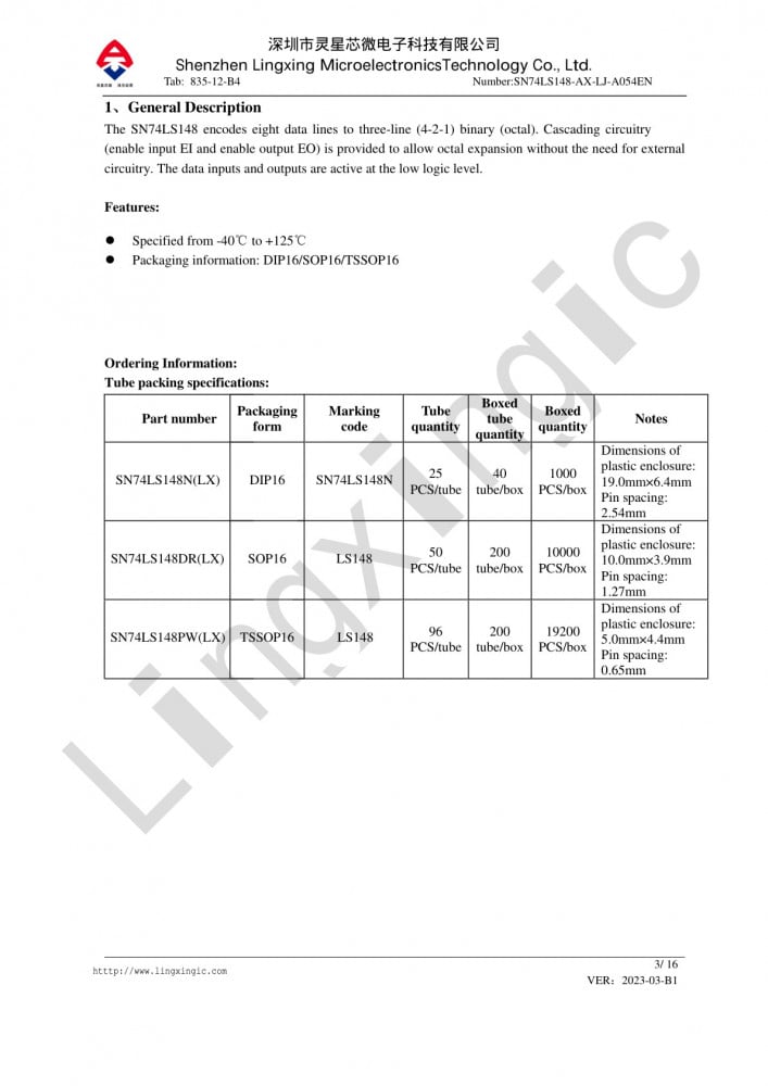 SN74LS148 datasheet page 3