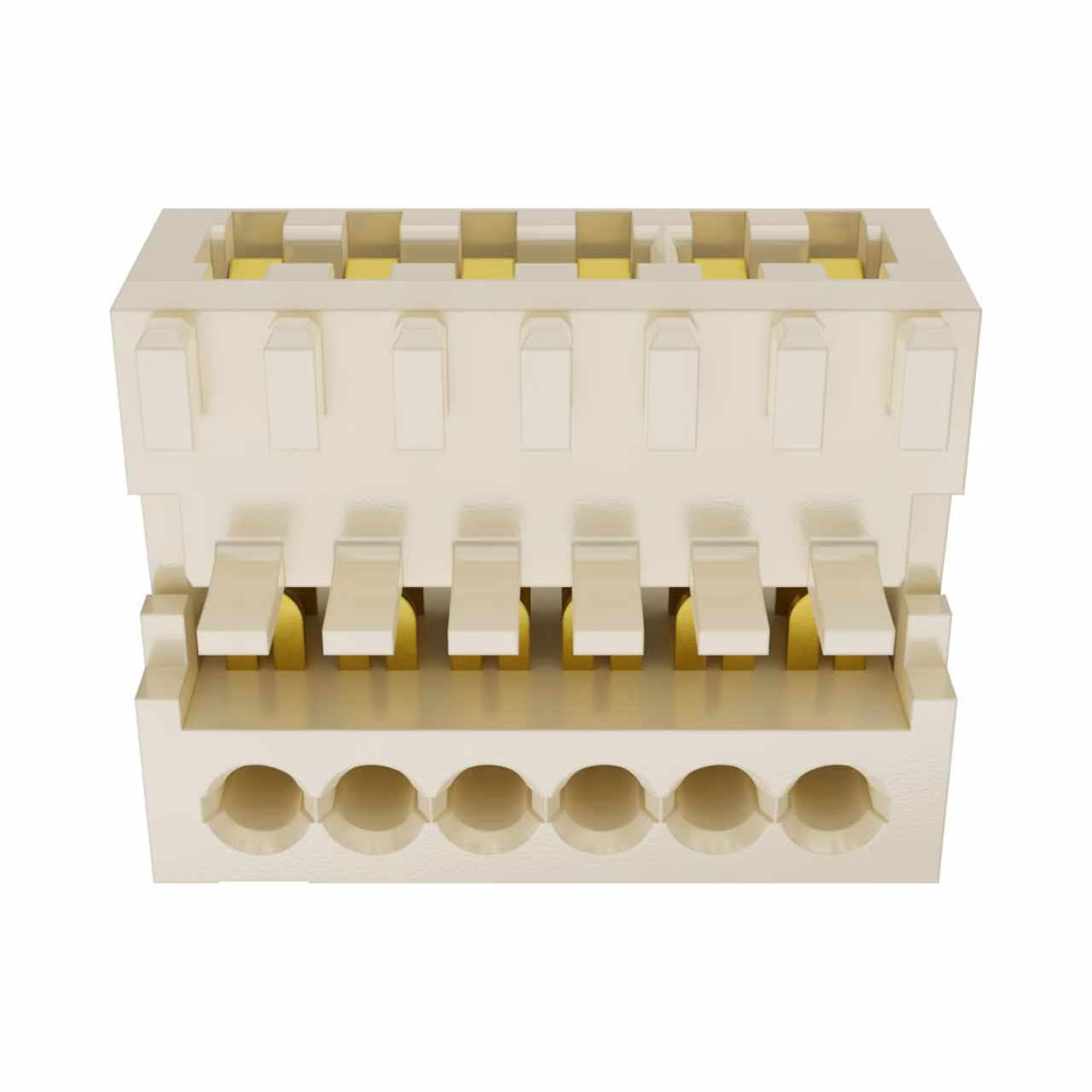Appli-Mate RAST 2.5 Connector, 2.50mm Pitch, Female, 6 Circuits, Polarizing Rib Between 4/5, Closed Endwalls, Gold Plating for sale