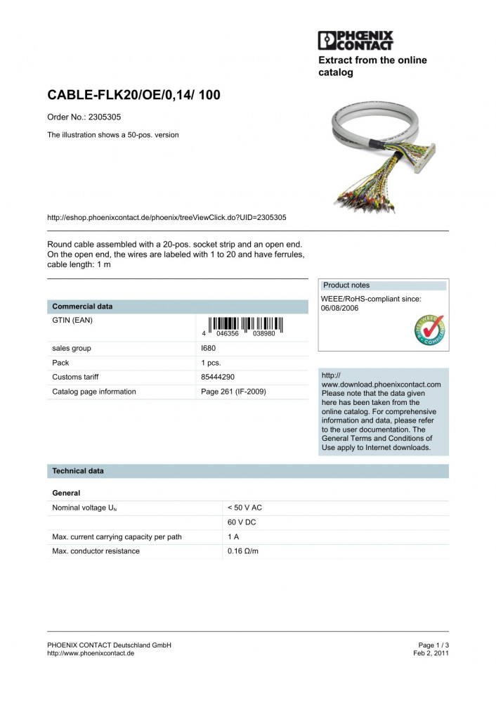 Technical document image 1 for product 2305305