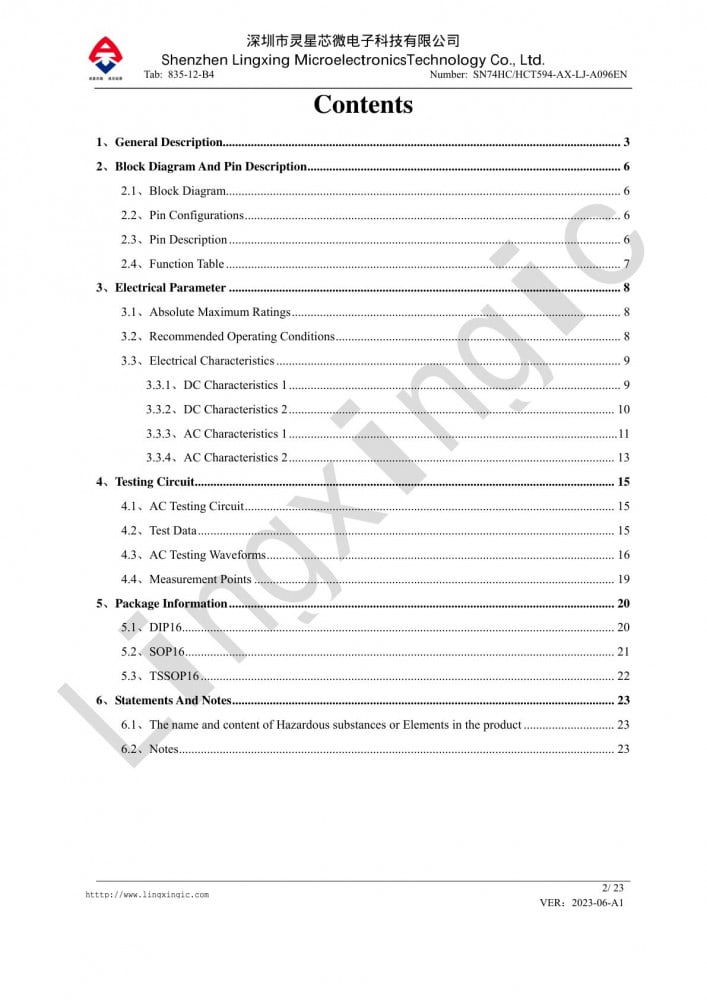 SN74HC594N(LX) datasheet page 2