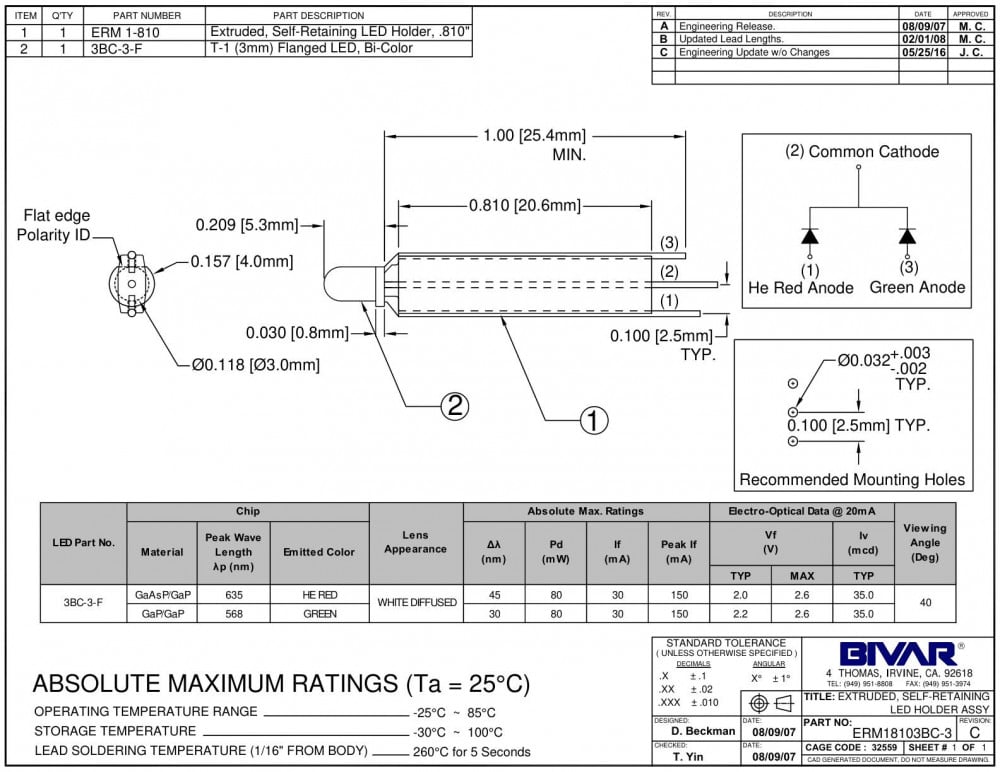 BIVAR ERM18103BC-3 technical document preview