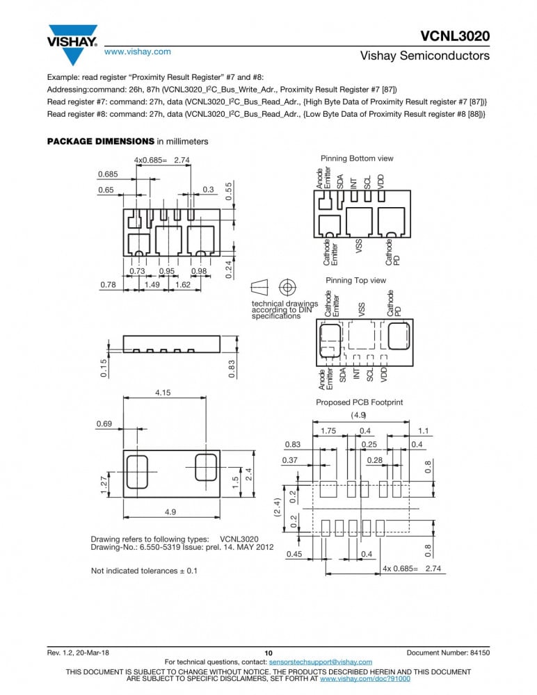 VCNL3020 datasheet page 10