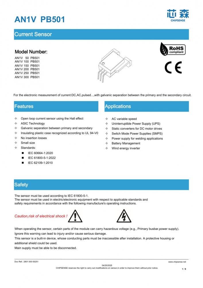 AN1V 100 PB501 datasheet page 1