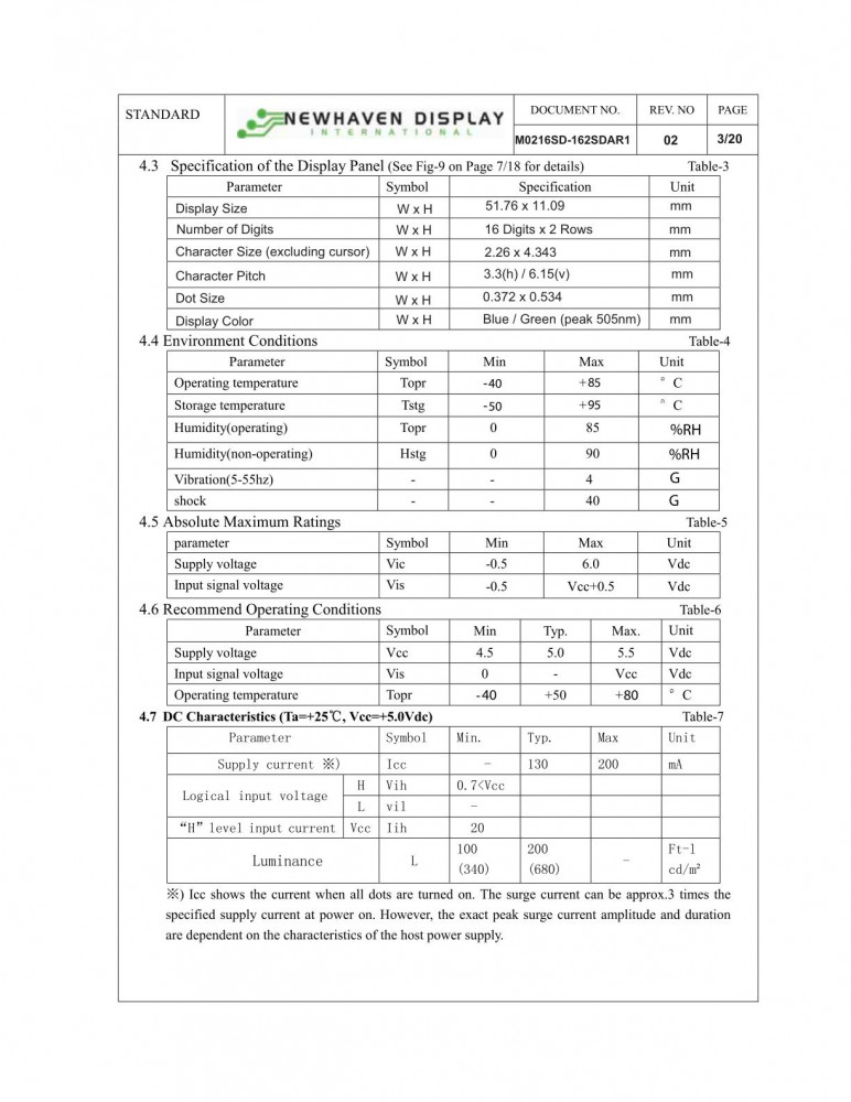 M0216SD-162SDAR1 datasheet page 3