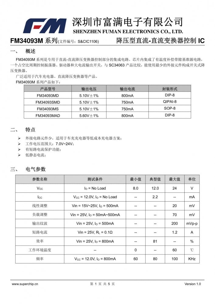FM34093SMD datasheet page 1