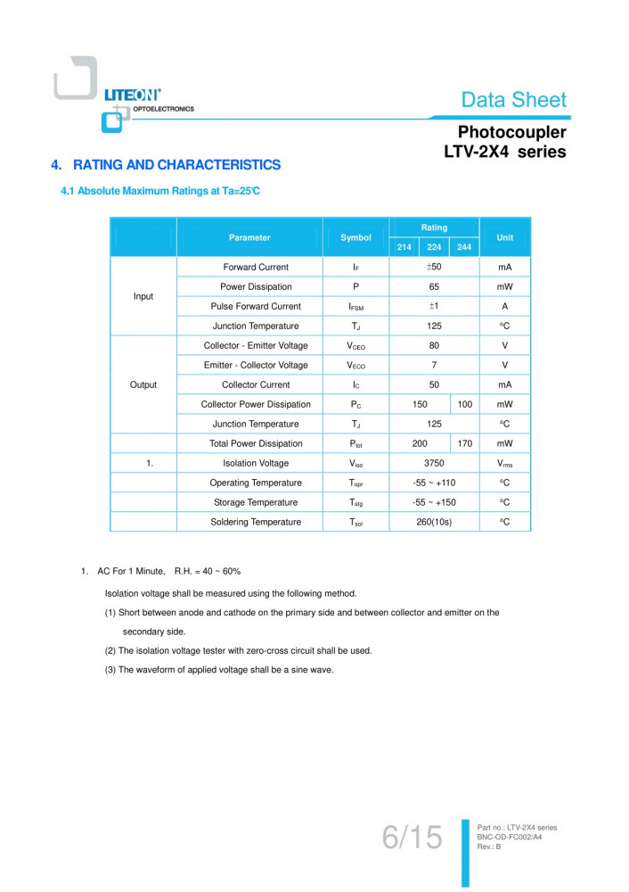 LTV-214 datasheet page 7