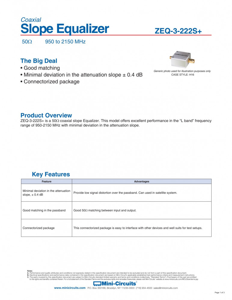 ZEQ-3-222S+ technical document page 1