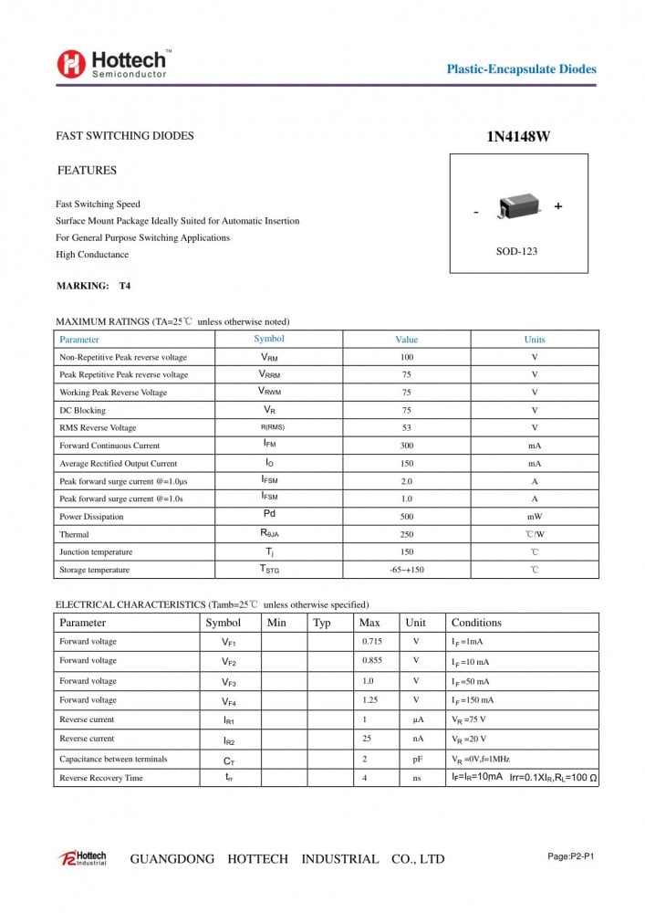 1N4148W-T4 datasheet page 1