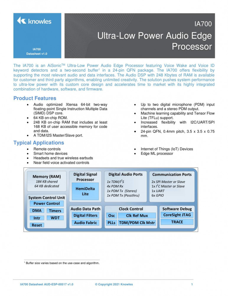IA700 datasheet page 1