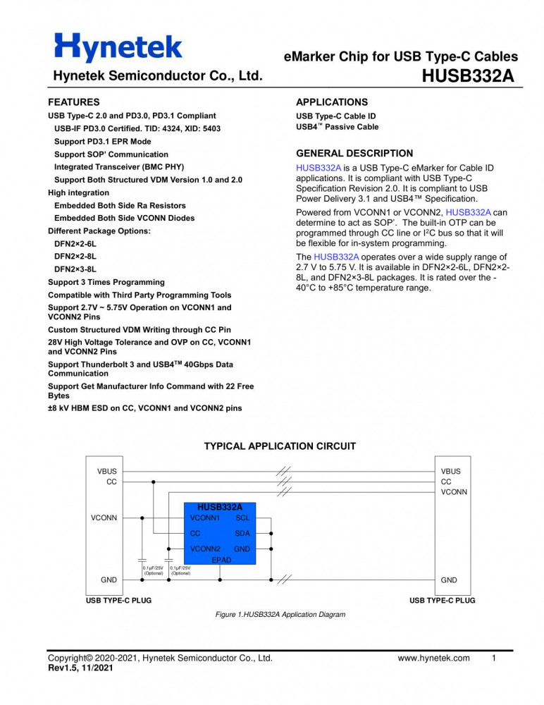 HUSB332A datasheet page 1