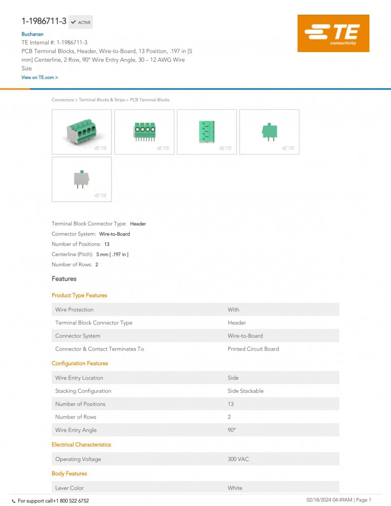 TE Connectivity 1-1986711-3 technical document page 1